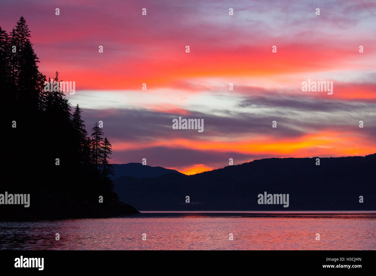 Sunset, Tongass National Forest, Alaska Stock Photo - Alamy