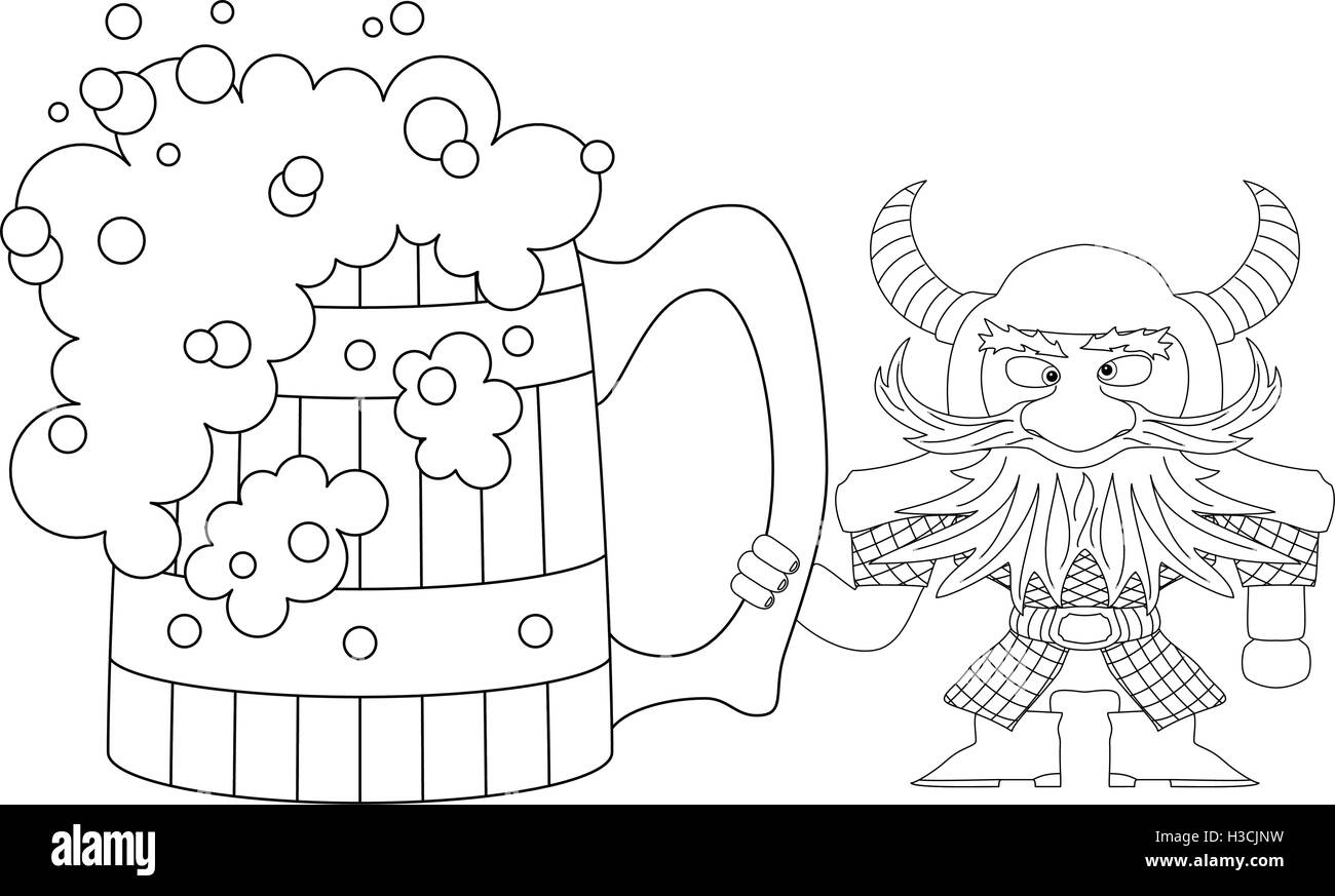 Dwarf with great beer mug, contour Stock Vector Image & Art - Alamy