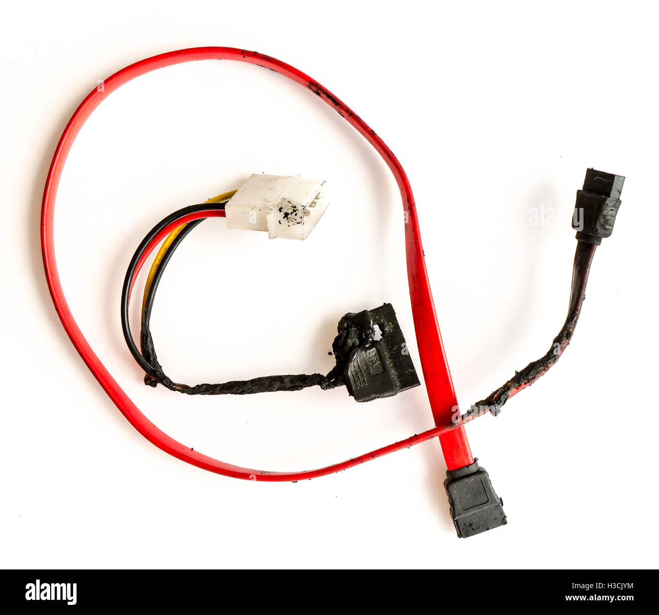 The burnt cable sata PC Stock Photo - Alamy