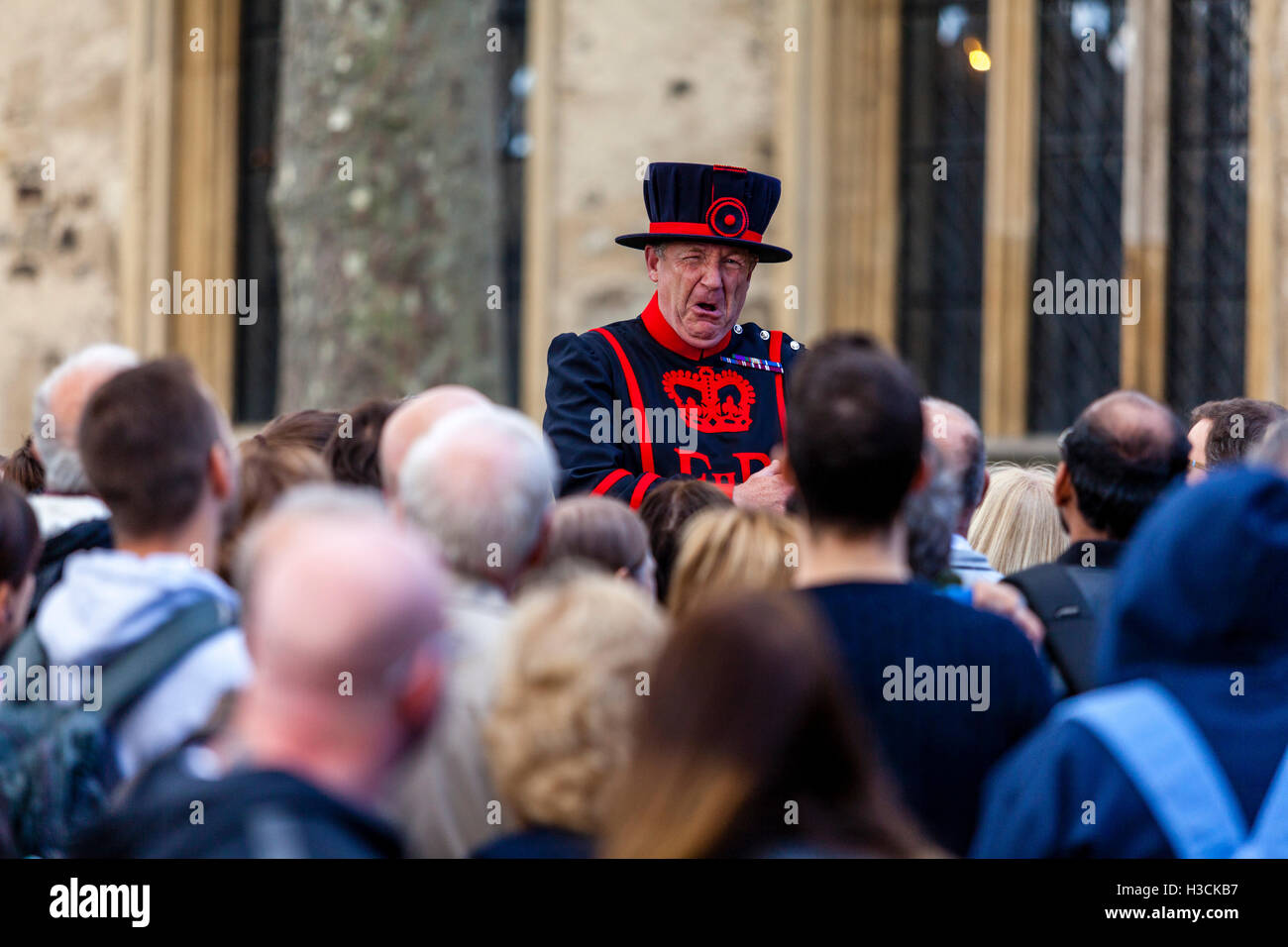 A Beefeater (Yeoman of the Guard) Giving A Tour At The Tower Of London ...