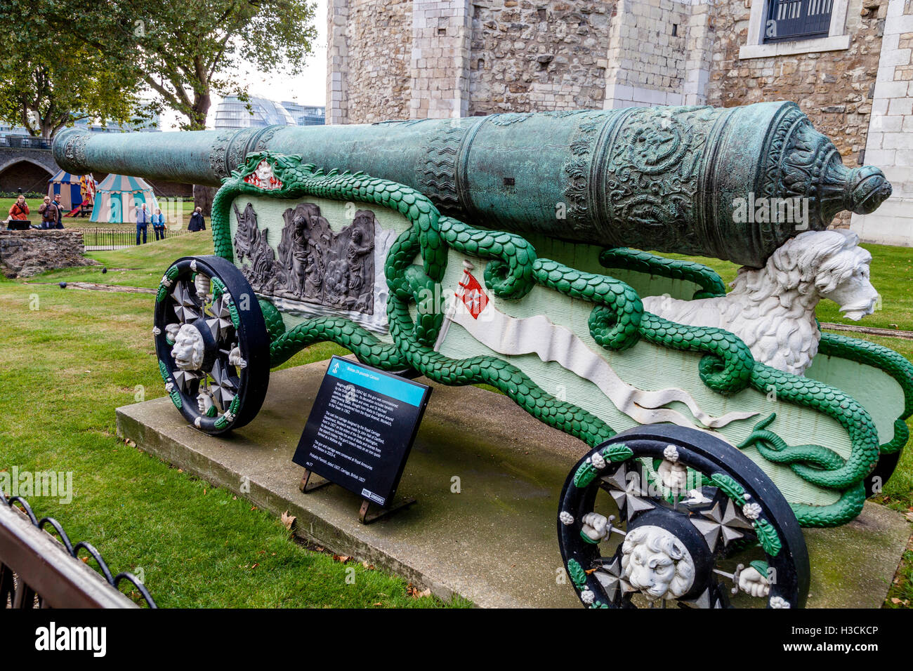 A Bronze Cannon and Gun Carriage At The Tower Of London, London ...