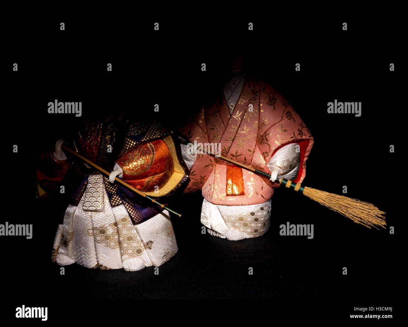 The Antique Kimekomi Japanese doll old man Jo and old woman Uba ...