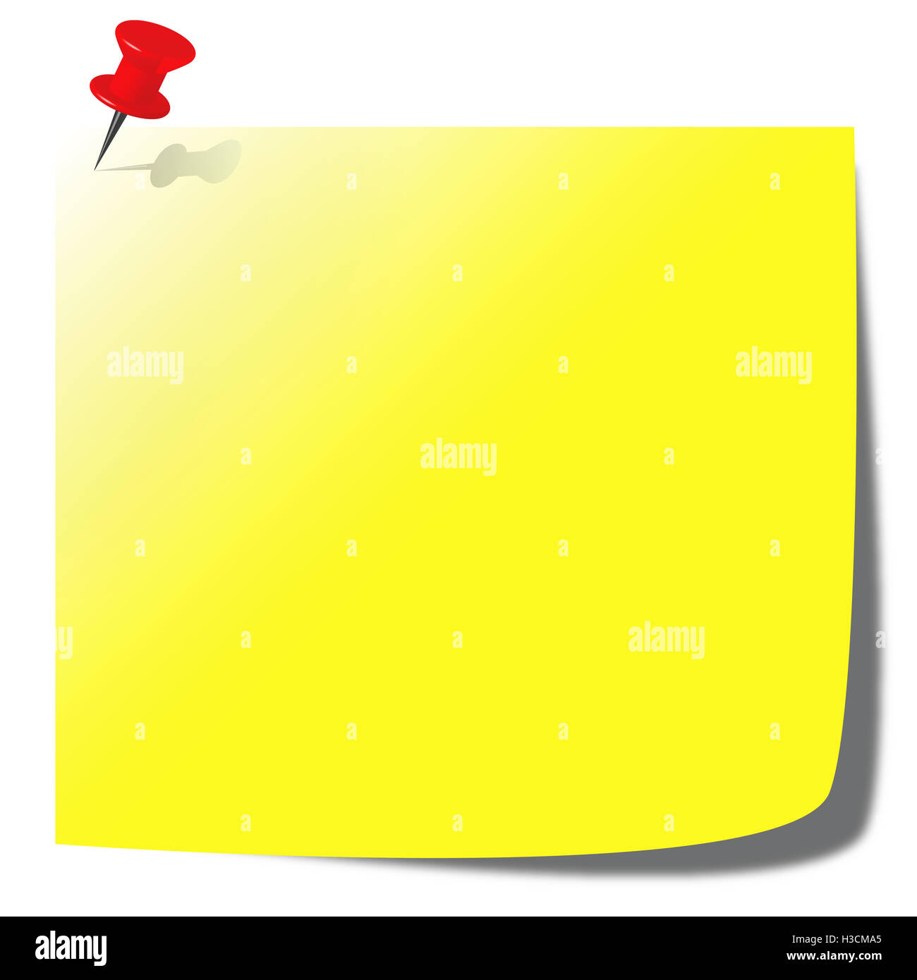 yellow paper note illustration with pin Stock Photo - Alamy