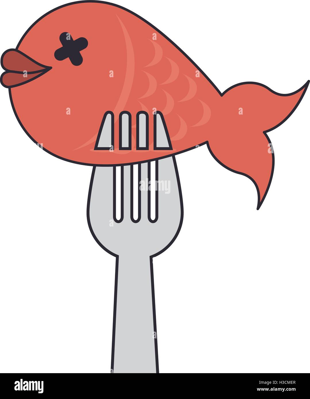 fork with fish food Stock Vector Image & Art - Alamy