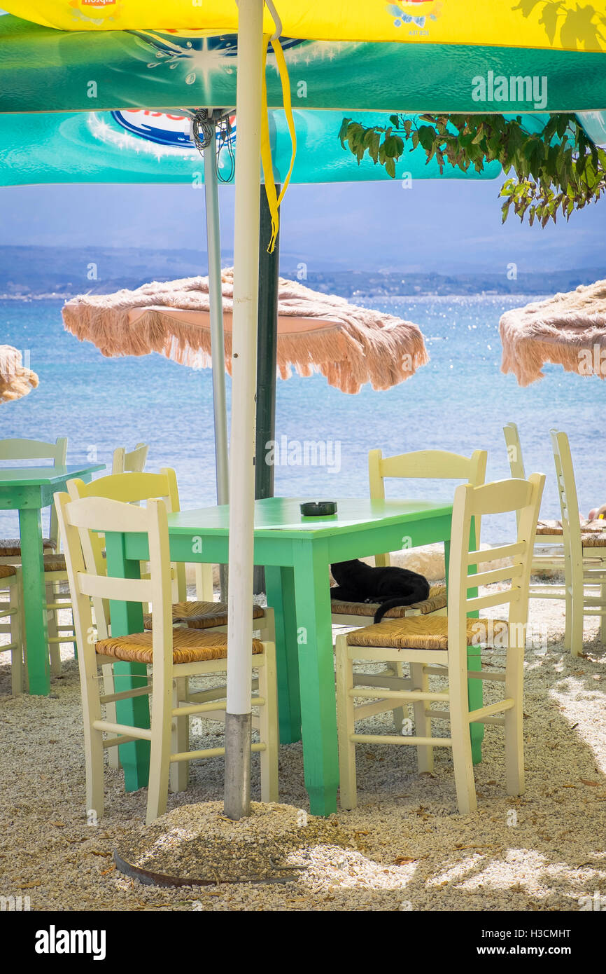 restaurant on the beach in crete,greece Stock Photo - Alamy