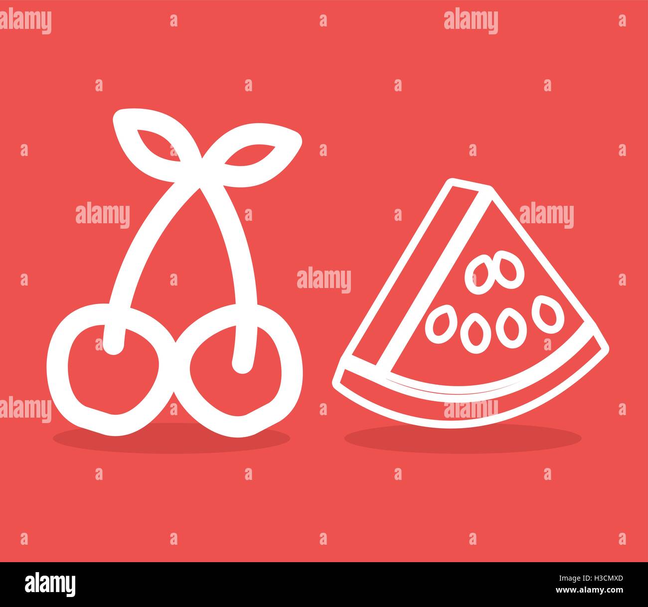 cherry and watermelon fruits Stock Vector Image & Art - Alamy