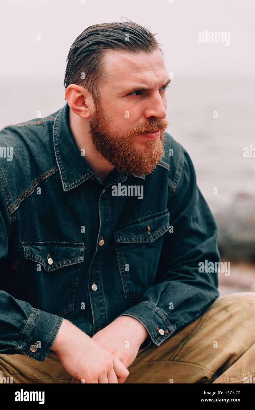 Severe bearded man Stock Photo - Alamy