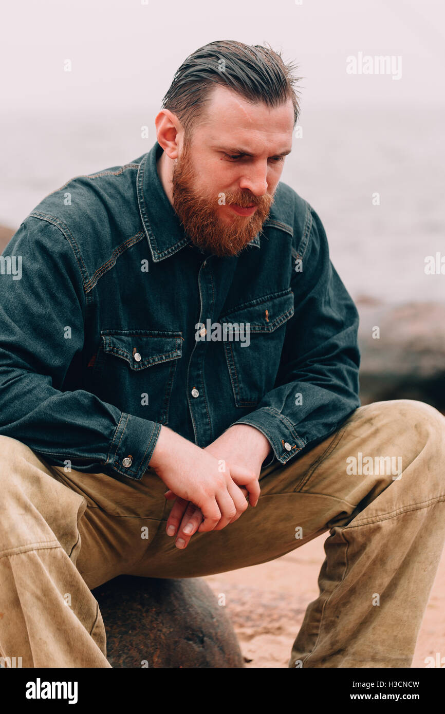 Severe bearded man Stock Photo - Alamy