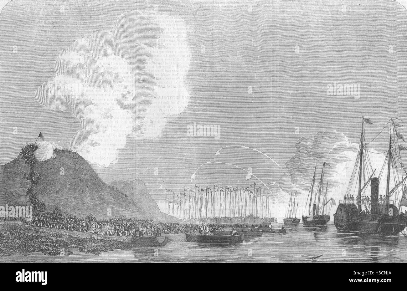 CHINA Marines storming fort opposite Hyacinth Island, Guangdong river ...