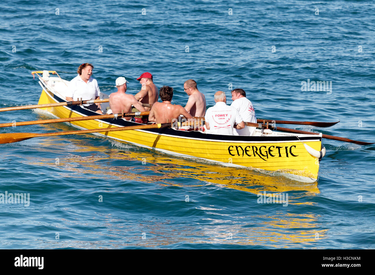 UK Cornwall Traditional Cornish gig boat racing crews Stock Photo - Alamy