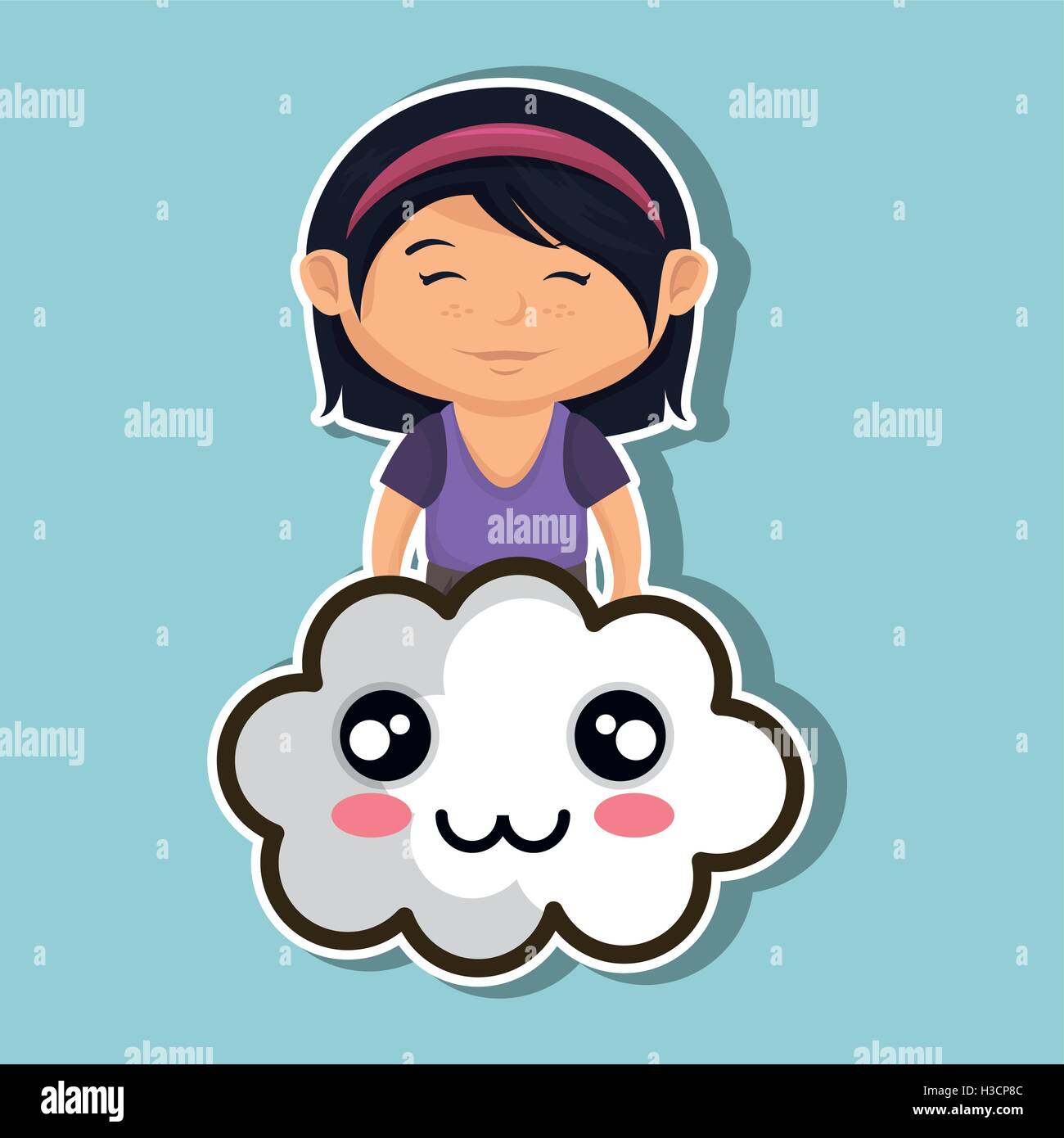 avatar kid with kawaii cartoon cloud Stock Vector Image & Art - Alamy