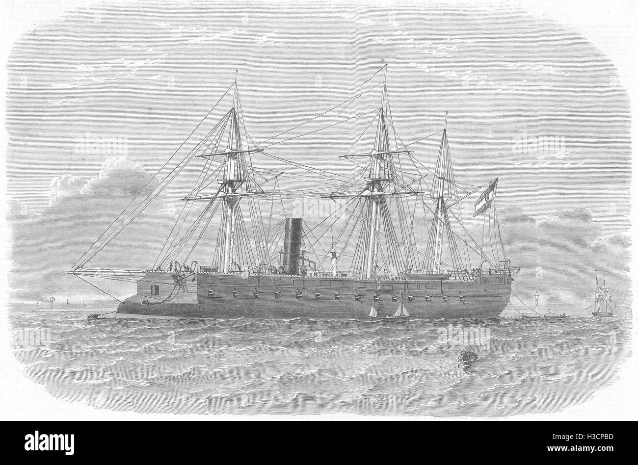 DEVON The Kaiser Max, Austrian Steam-Ram, in Plymouth sound 1865. The ...
