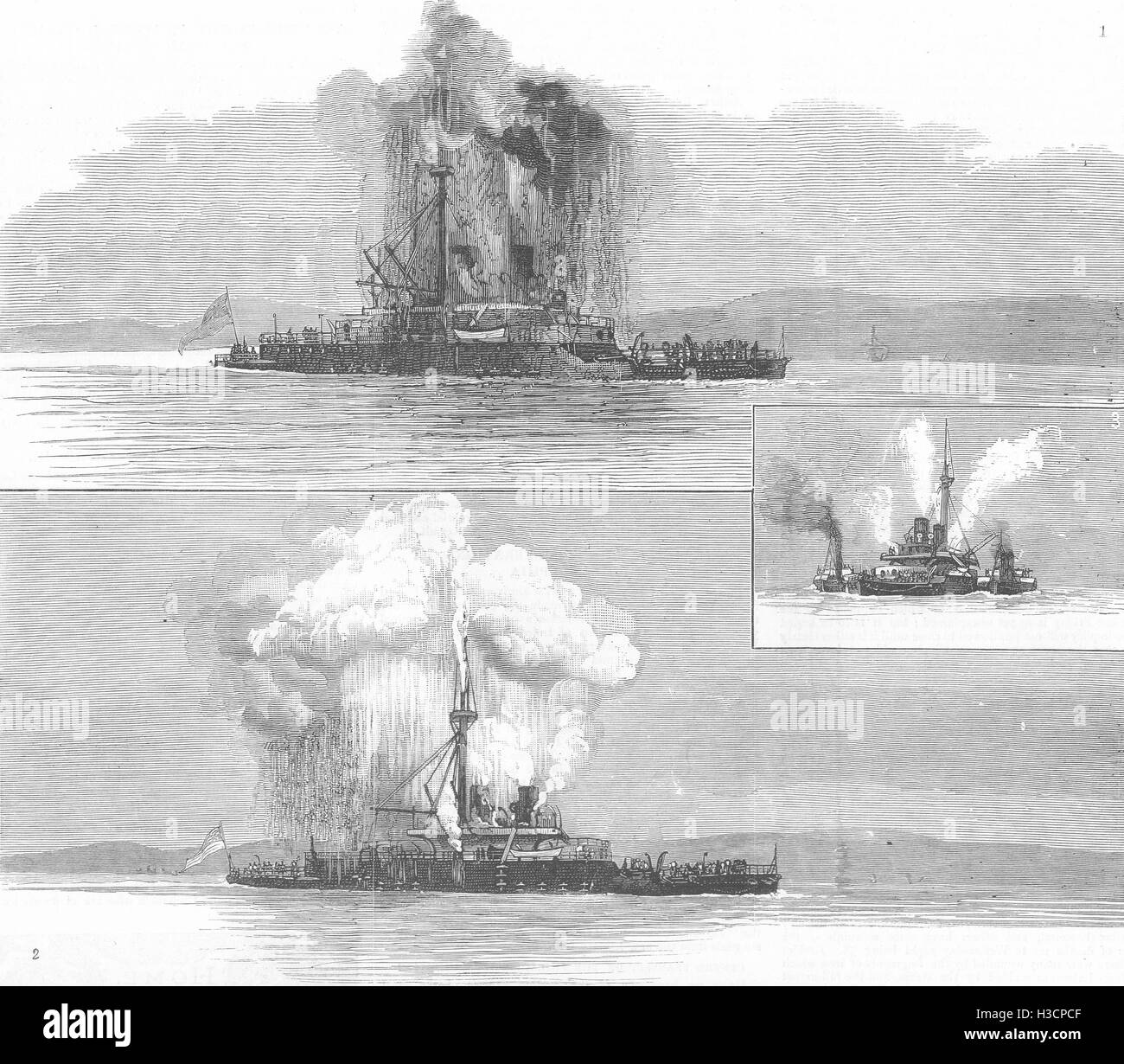 DISASTERS Explosion of HMS Thunderer; 1st shock; post; in Tow 1876. The ...
