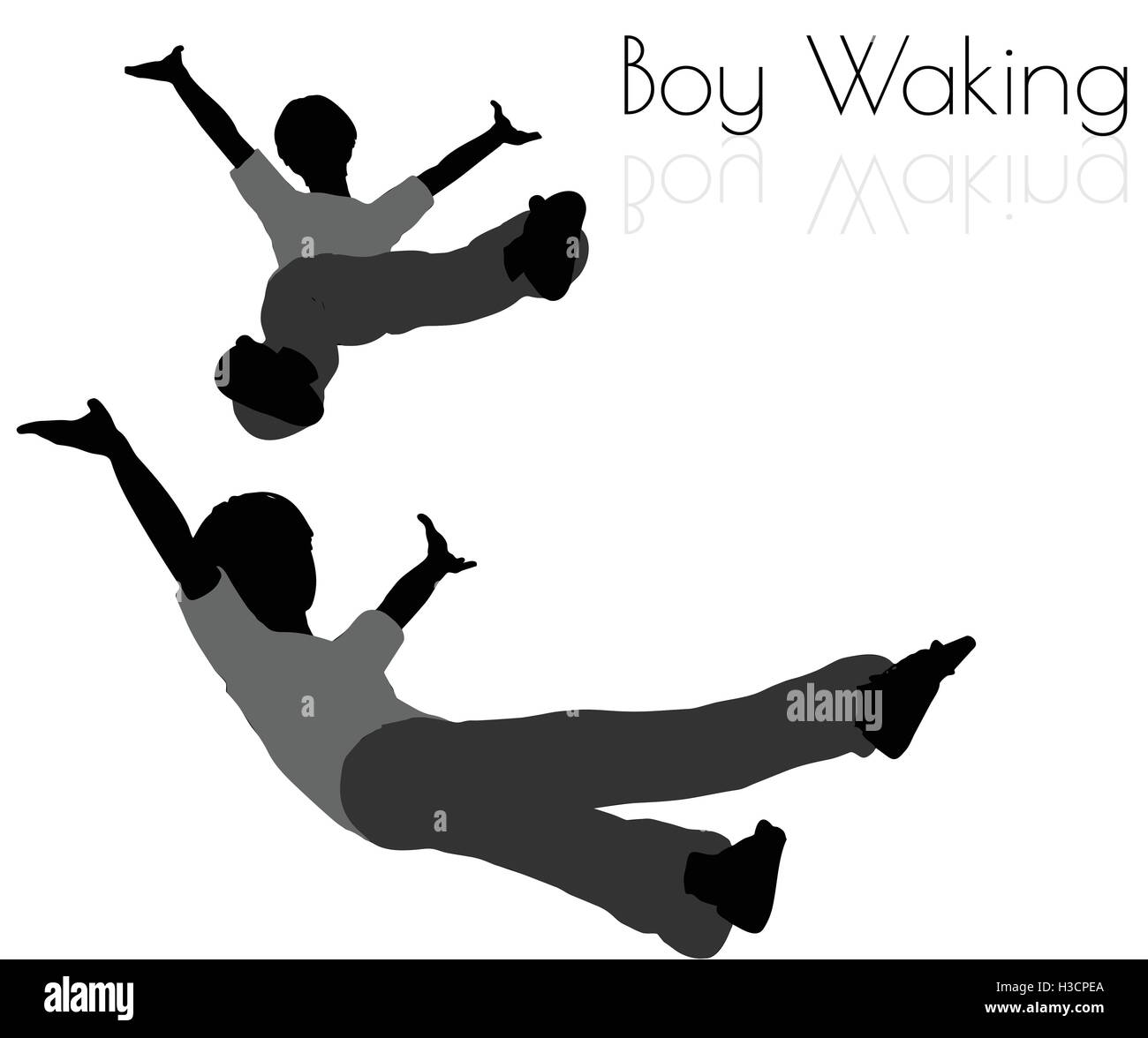 EPS 10 vector illustration of boy in Everyday Waking Up pose on white ...