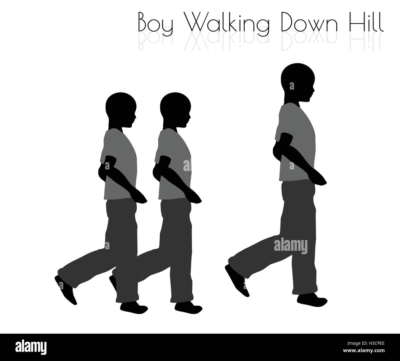 EPS 10 vector illustration of boy in Everyday Walking Down Hill pose on ...