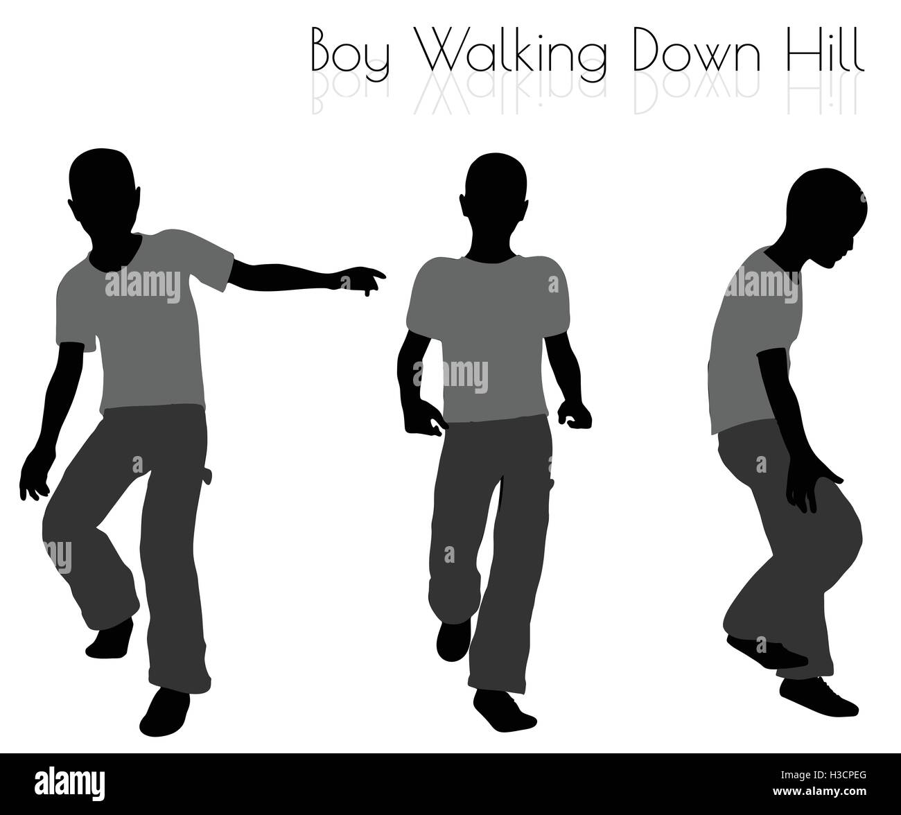 EPS 10 vector illustration of boy in Everyday Walking Down Hill pose on ...