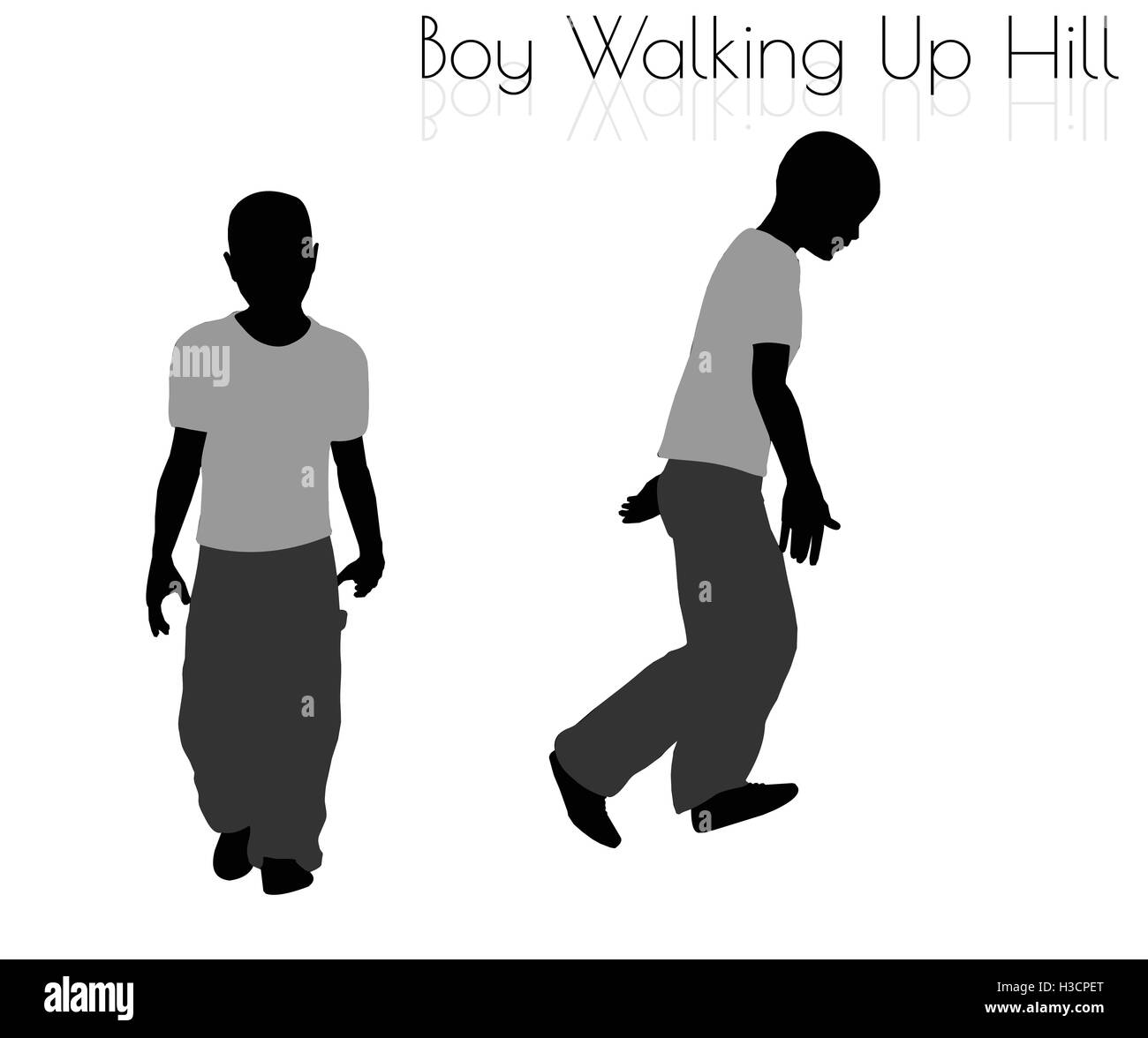 EPS 10 vector illustration of boy in Everyday Walking Up Hilll pose on ...