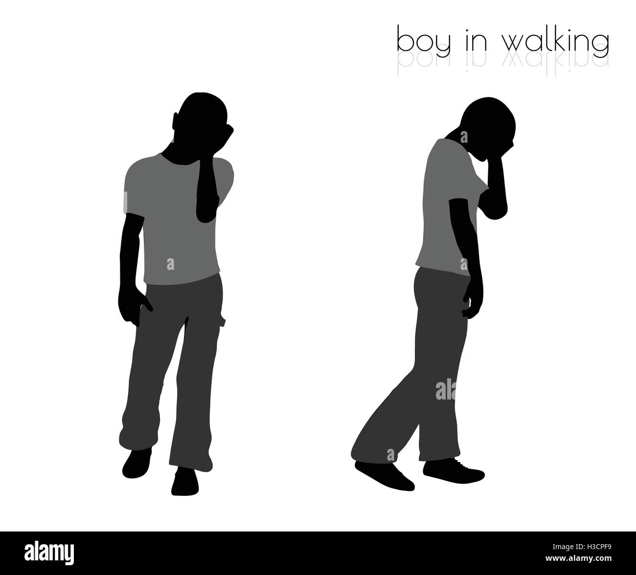 EPS 10 vector illustration of boy in walking pose on white background ...