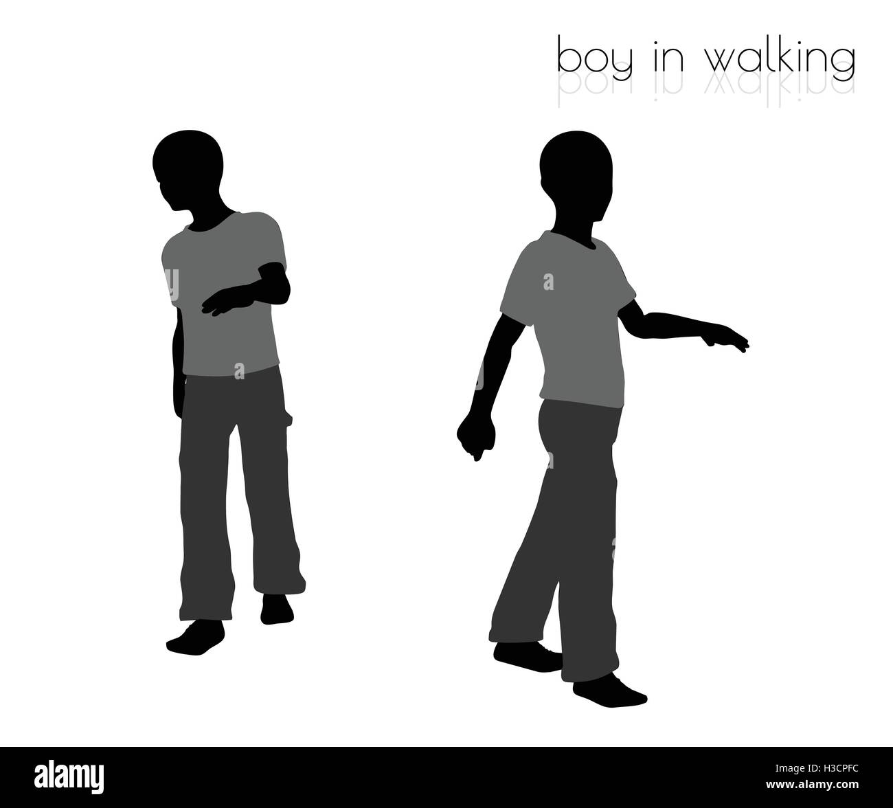 EPS 10 vector illustration of boy in walking pose on white background ...