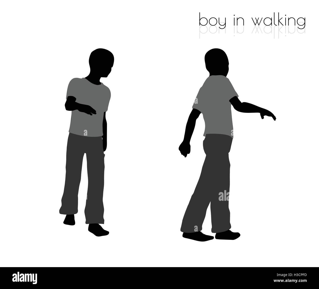 EPS 10 vector illustration of boy in walking pose on white background ...