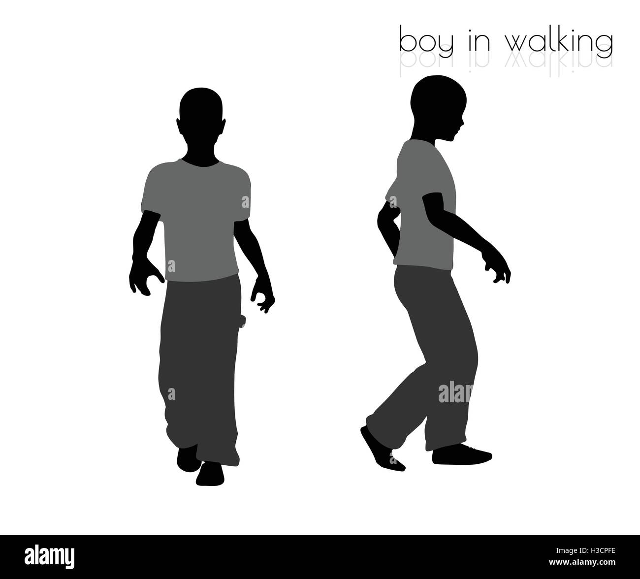 EPS 10 vector illustration of boy in walking pose on white background ...
