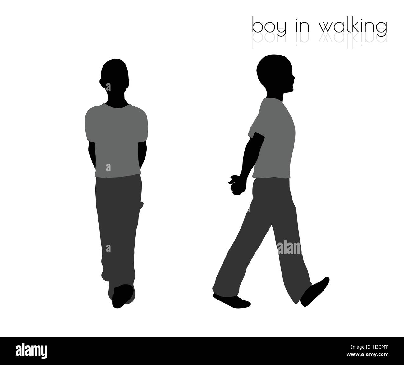 EPS 10 vector illustration of boy in walking pose on white background ...