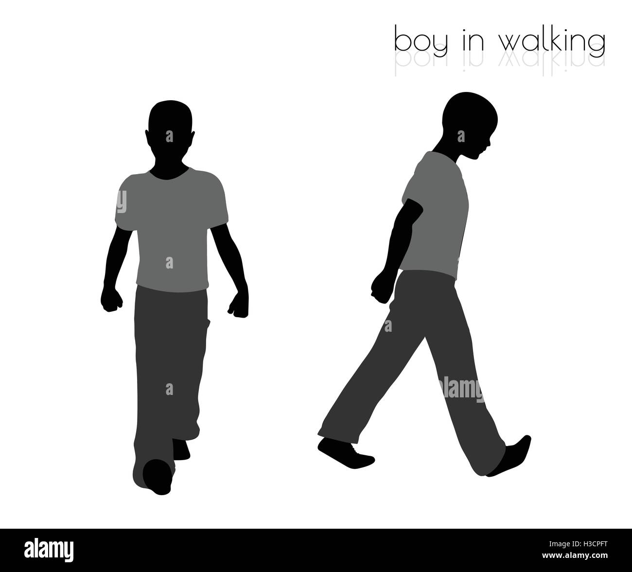 EPS 10 vector illustration of boy in walking pose on white background ...
