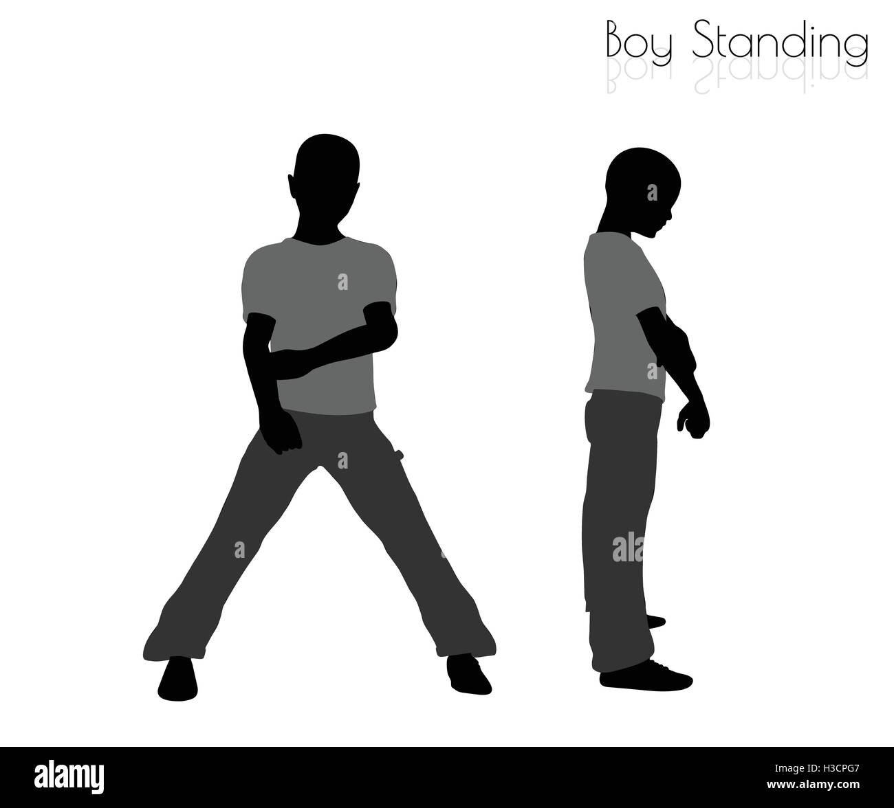 EPS 10 vector illustration of boy in Standing pose on white background ...