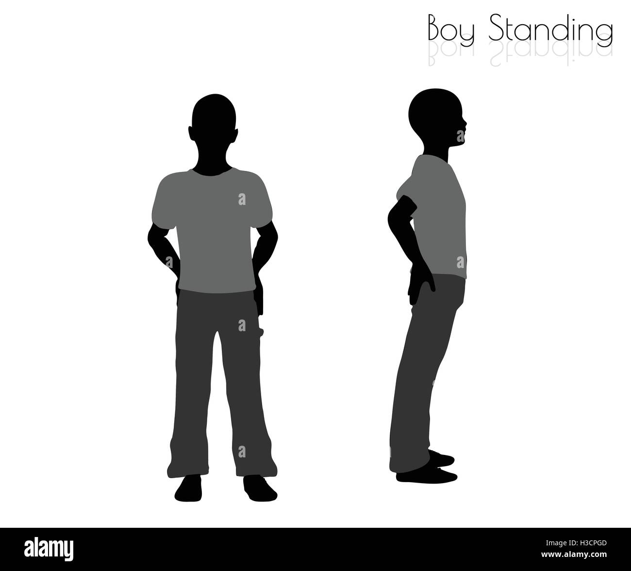 EPS 10 vector illustration of boy in Standing pose on white background ...
