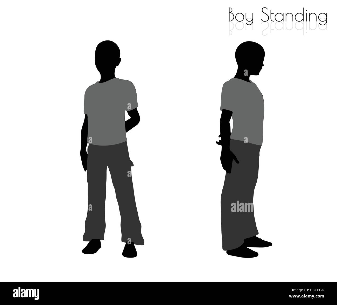 EPS 10 vector illustration of boy in Standing pose on white background ...