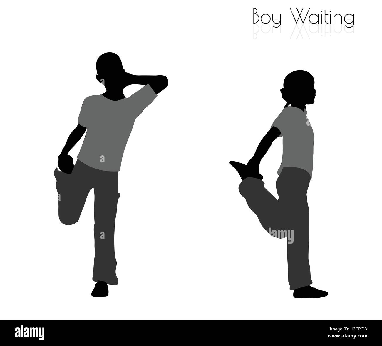 EPS 10 vector illustration of boy in Waiting pose on white background ...
