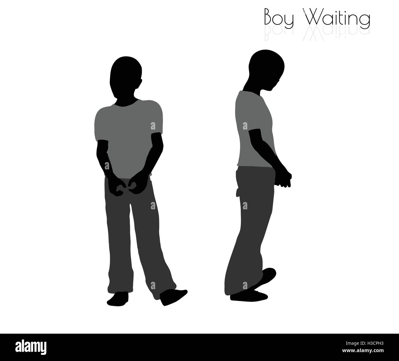 EPS 10 vector illustration of boy in Waiting pose on white background ...