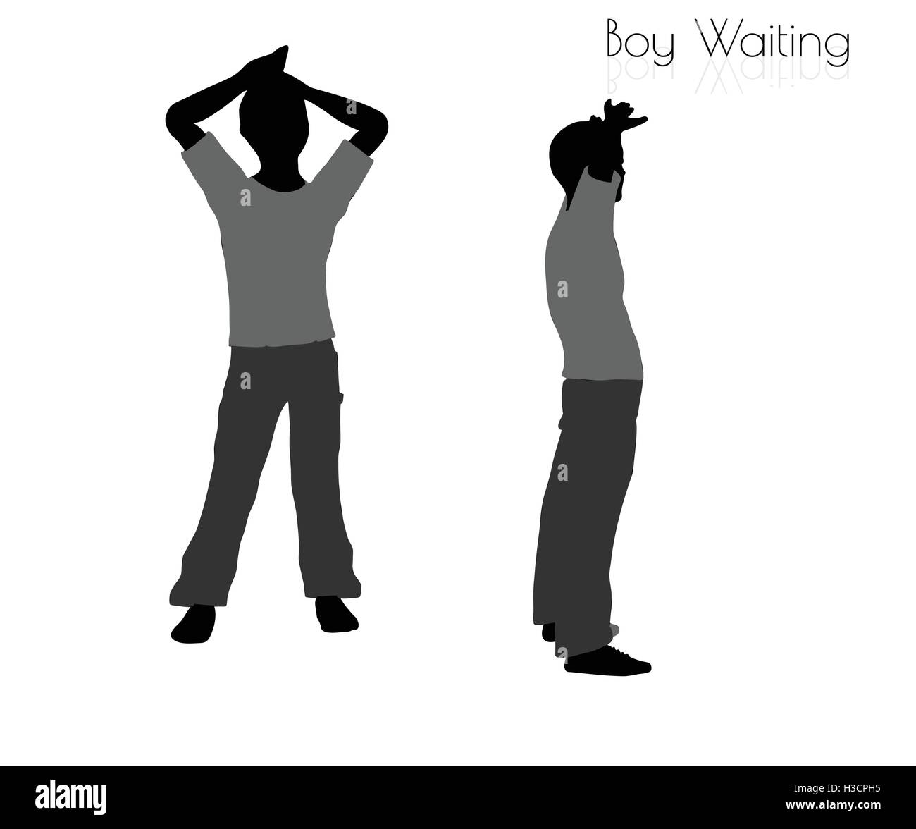 EPS 10 vector illustration of boy in Waiting pose on white background ...