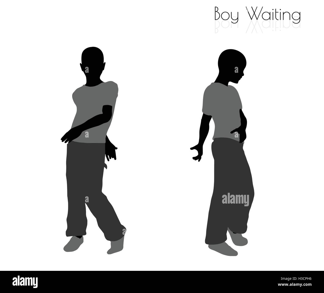 EPS 10 vector illustration of boy in Waiting pose on white background ...