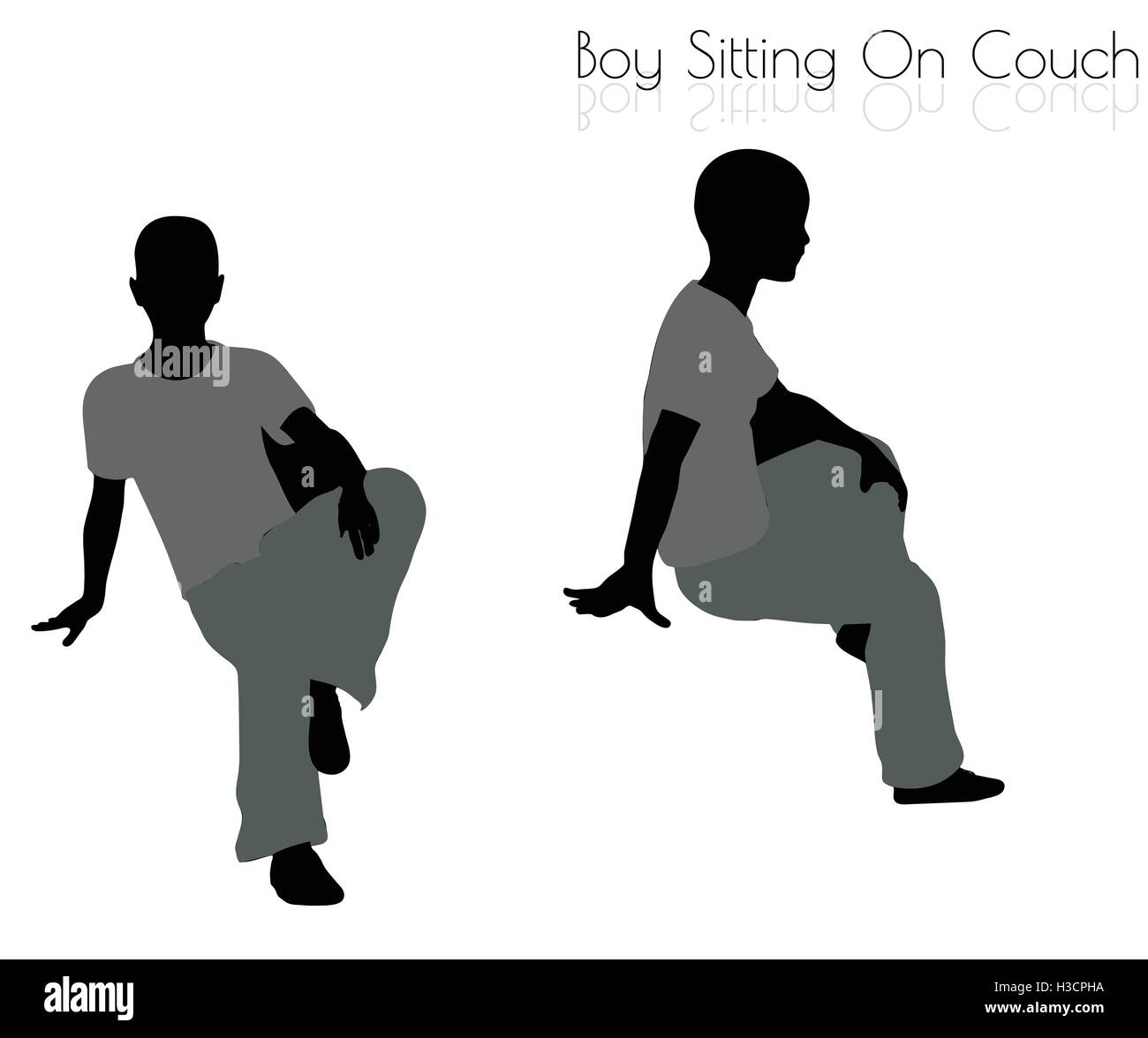 EPS 10 vector illustration of boy in Sitting pose on white background ...
