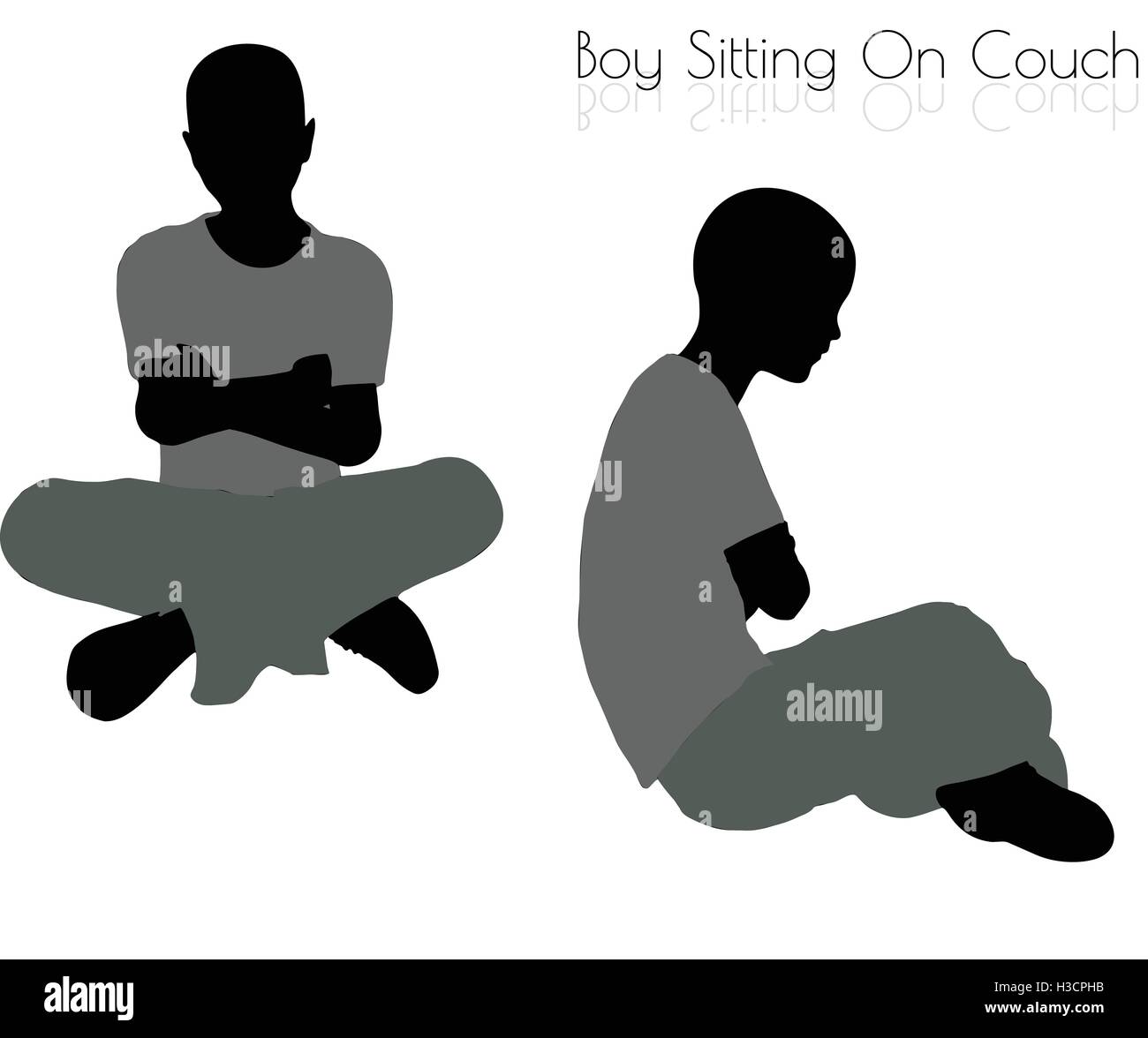 EPS 10 vector illustration of boy in Sitting pose on white background ...