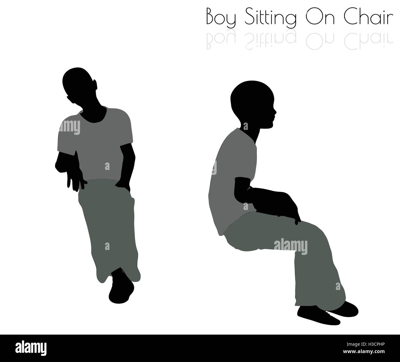 EPS 10 vector illustration of boy in Sitting pose on white background ...