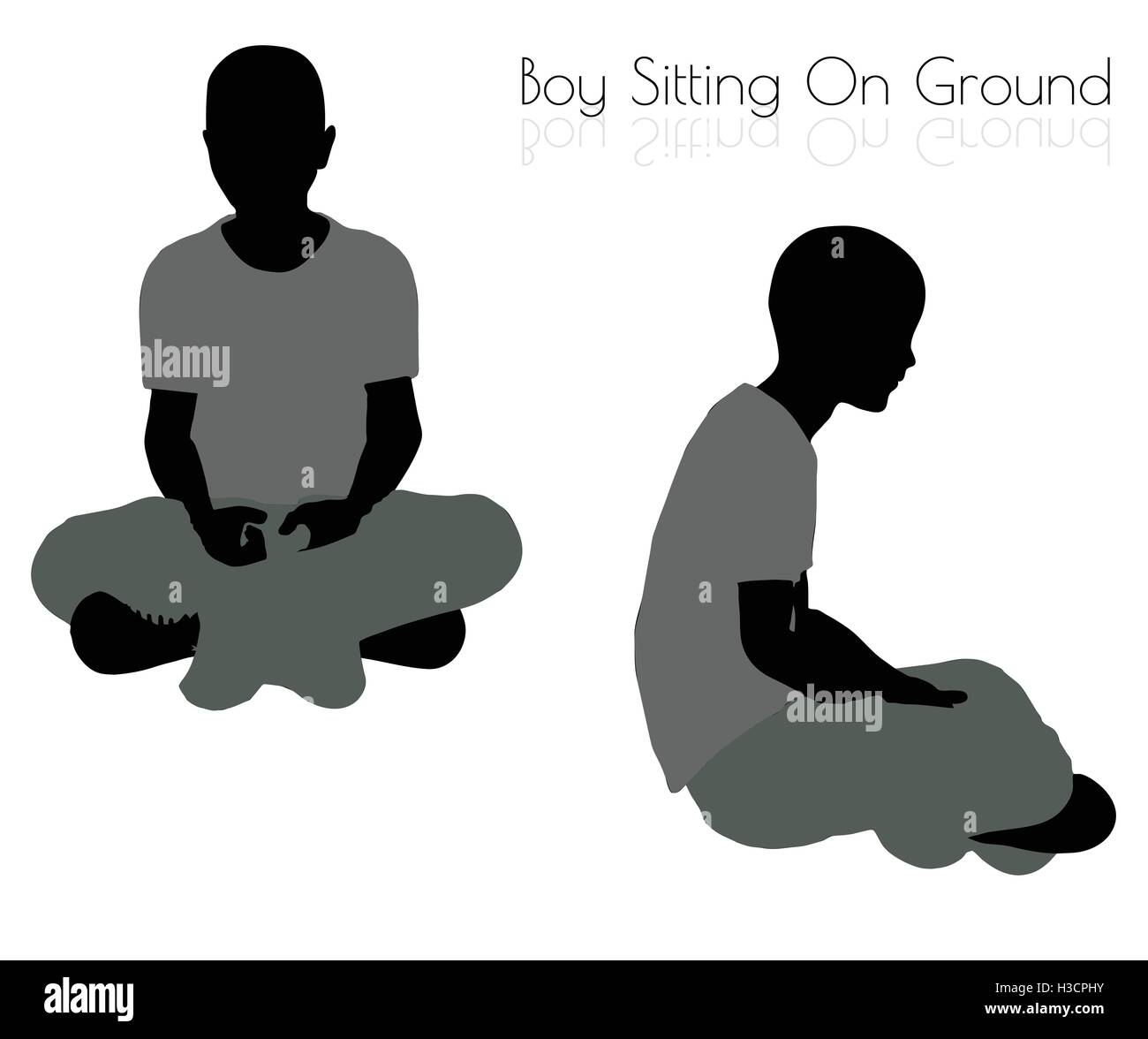 EPS 10 vector illustration of boy in Sitting pose on white background ...
