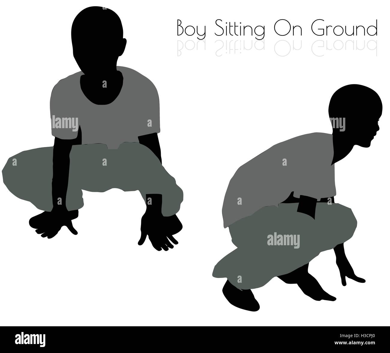 EPS 10 vector illustration of boy in Sitting pose on white background ...