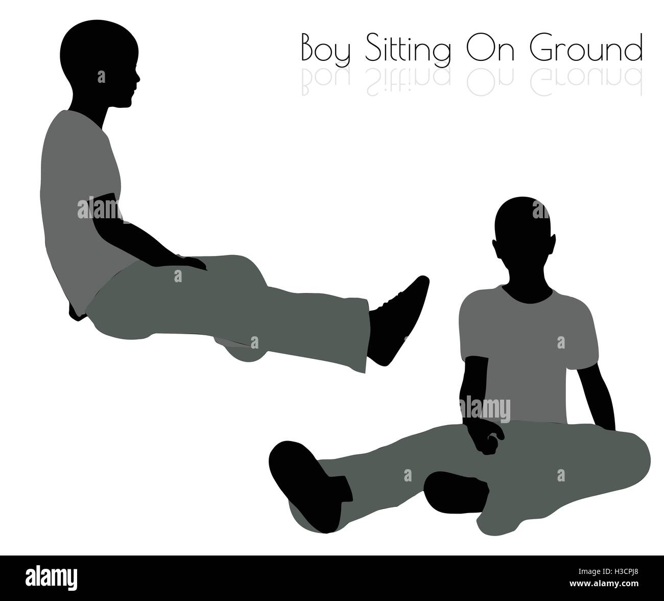 EPS 10 vector illustration of boy in Sitting pose on white background ...