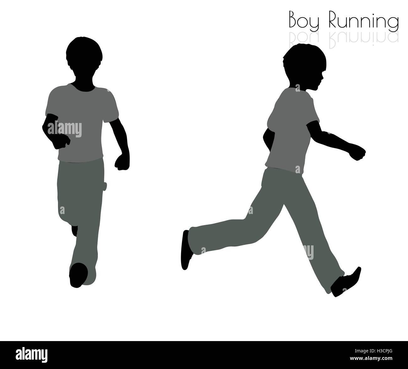 EPS 10 vector illustration of boy in Running pose on white background ...