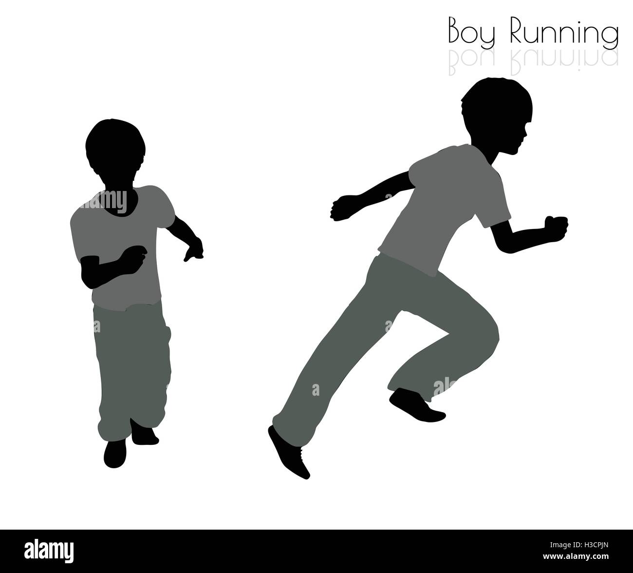 EPS 10 vector illustration of boy in Running pose on white background ...
