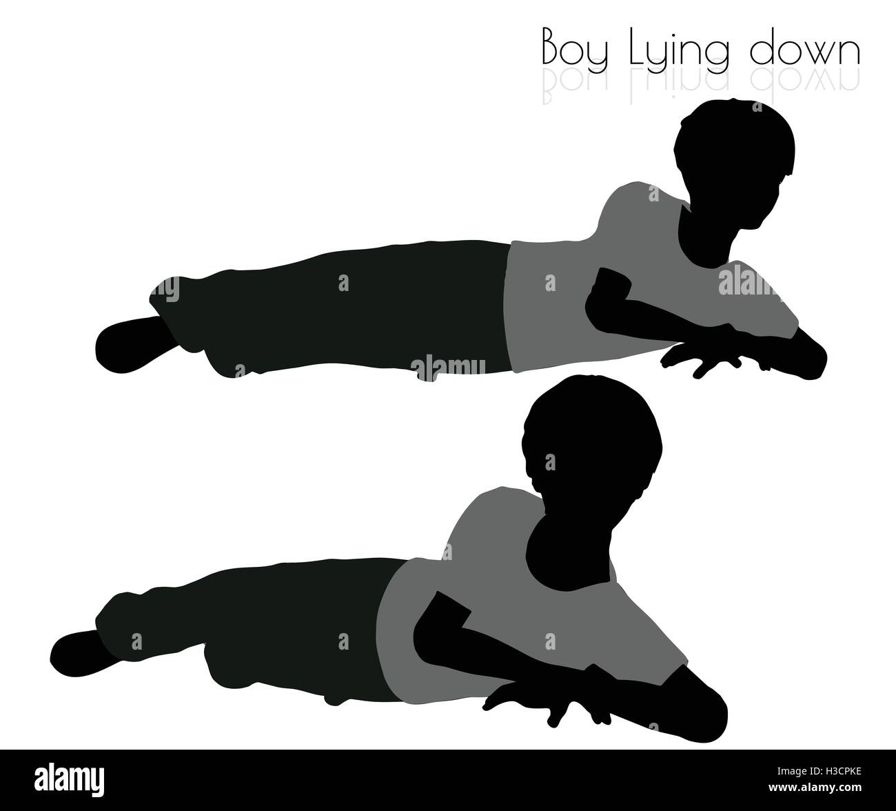 EPS 10 vector illustration of boy in Lying down pose on white background Stock Vector Image ...