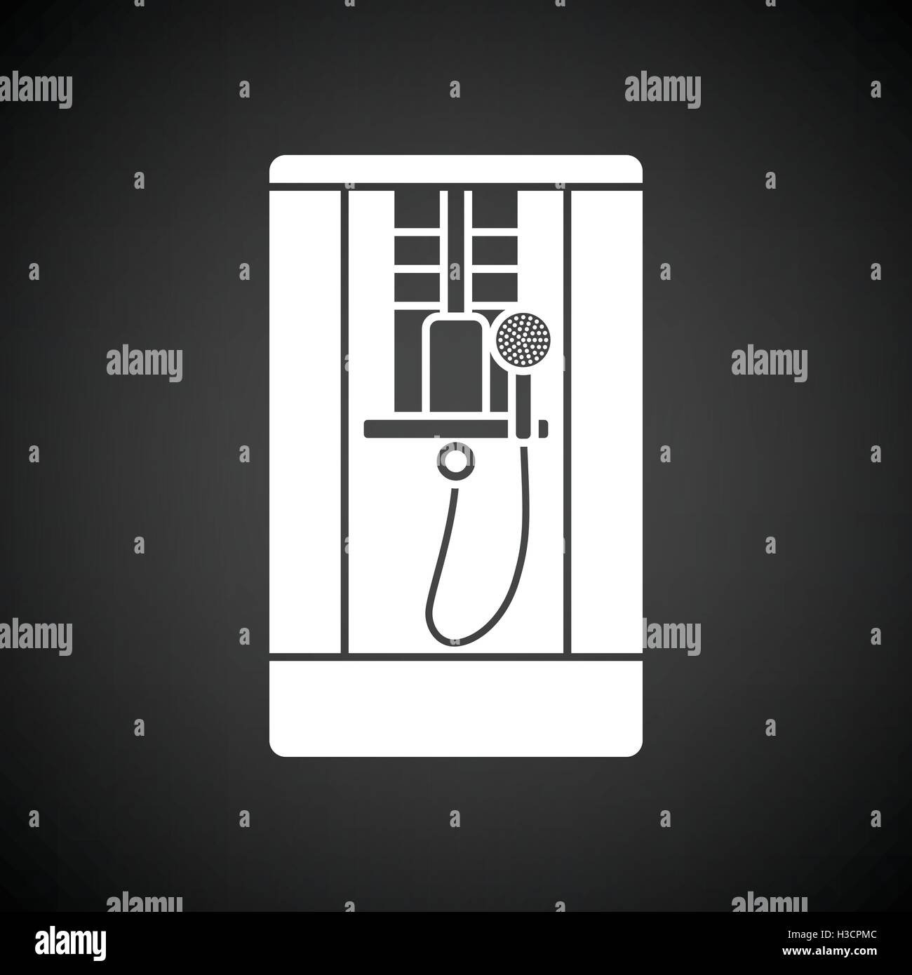 Shower icon. Black background with white. Vector illustration Stock ...