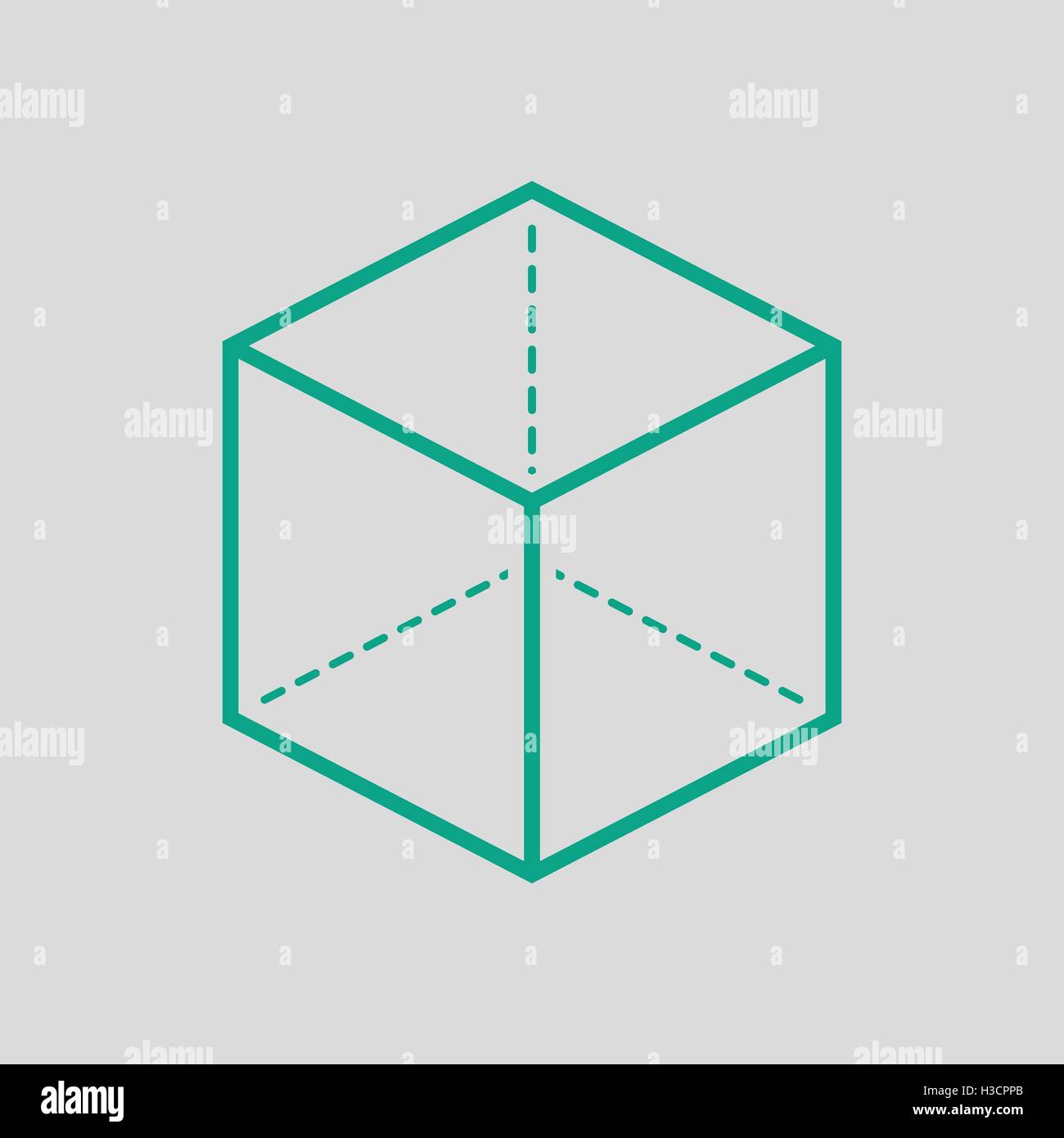 Cube with projection icon. Gray background with green. Vector ...