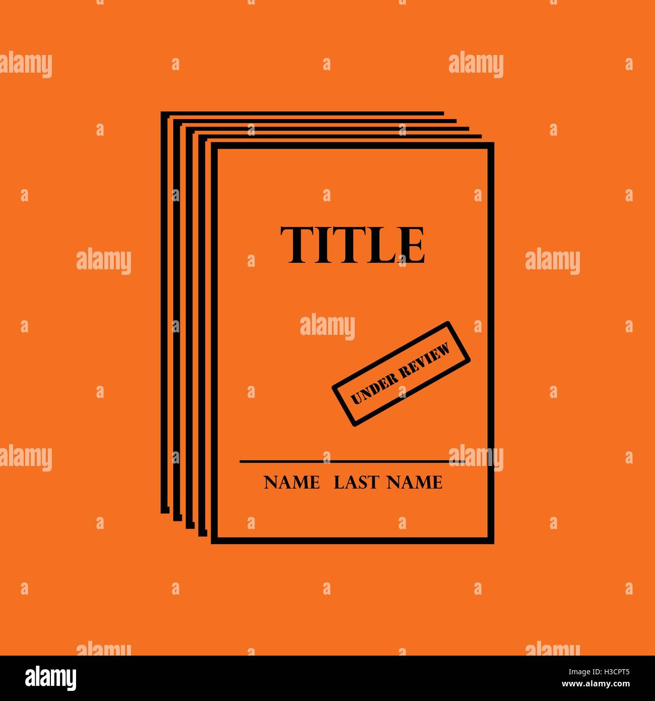Manuscript under review icon. Orange background with black. Vector ...