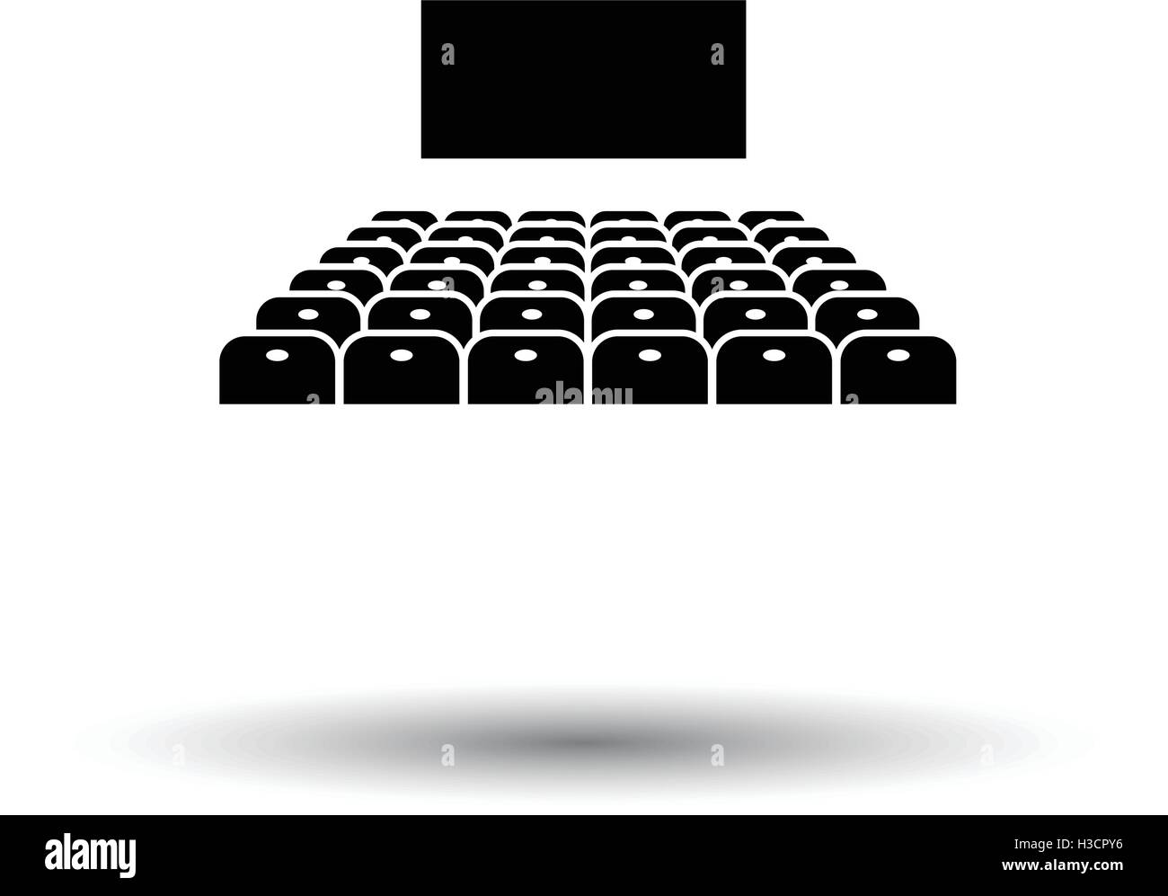Cinema auditorium icon. White background with shadow design. Vector ...