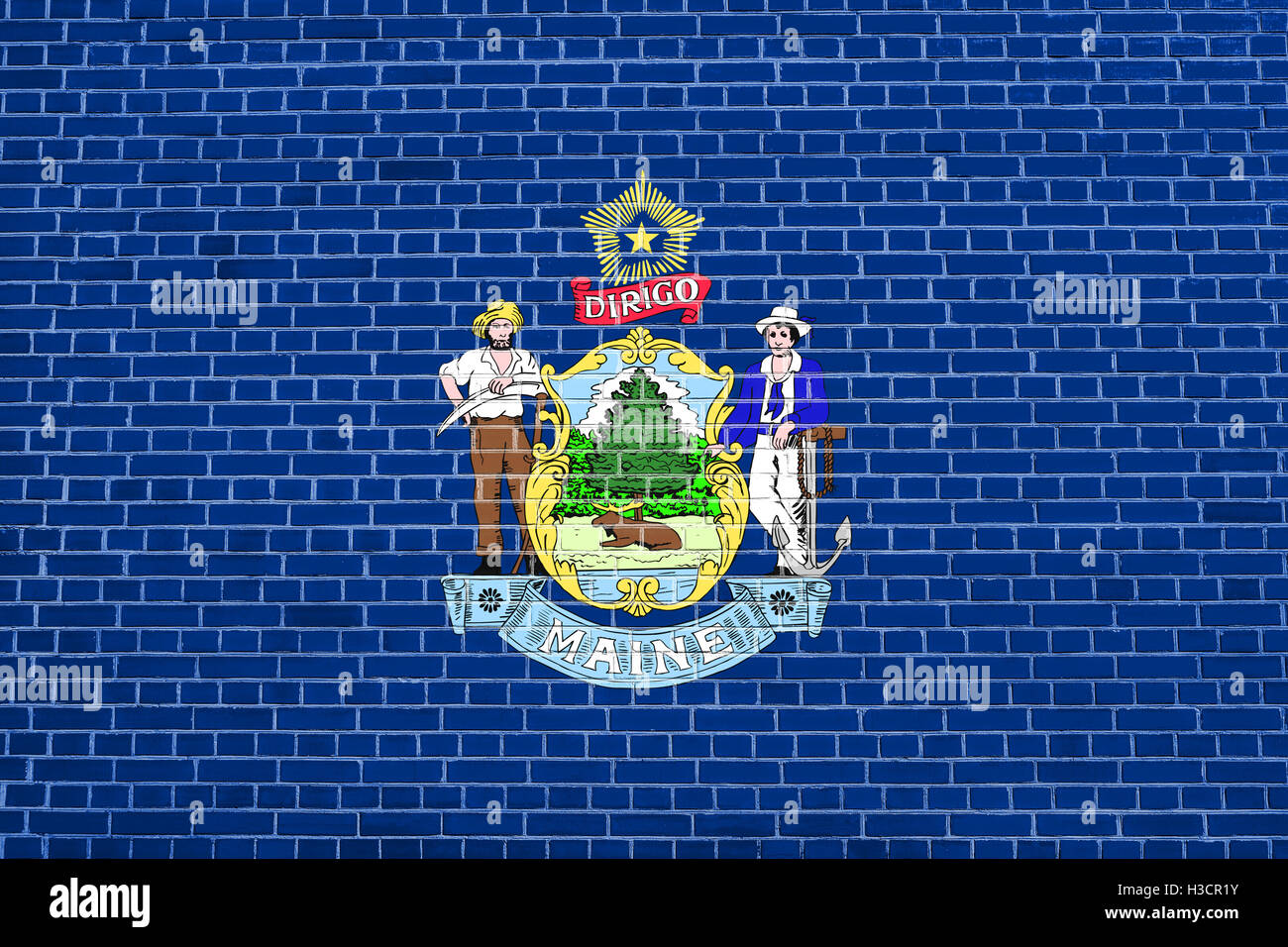 Mainer official flag, symbol. American patriotic element. USA banner ...