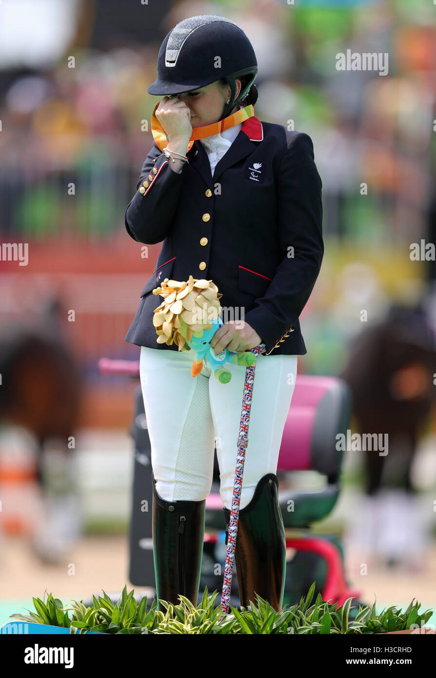 Great Britain's Natasha Baker celebrates winning Gold in the Equestrian ...