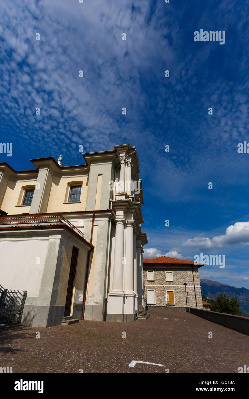 The church of San Colombano in little village Parzanica, Italy Stock ...